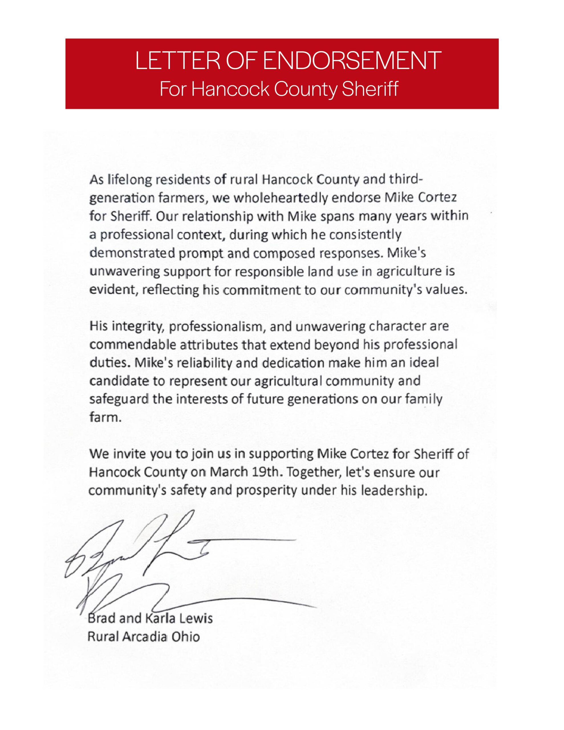 ENDORSEMENTS - Cortez for Sheriff